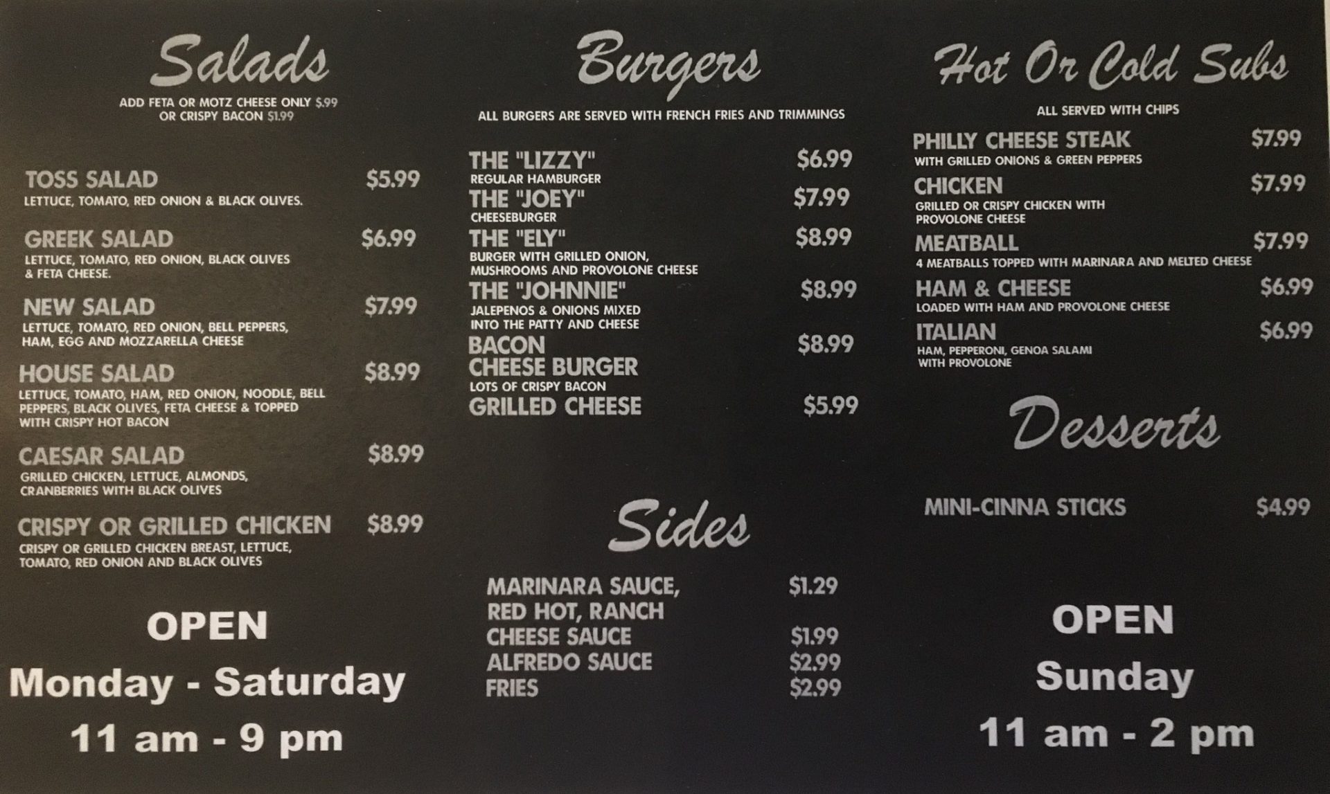 Bigg’s Pizza & Grill- Menu- Colorado City – Menutex