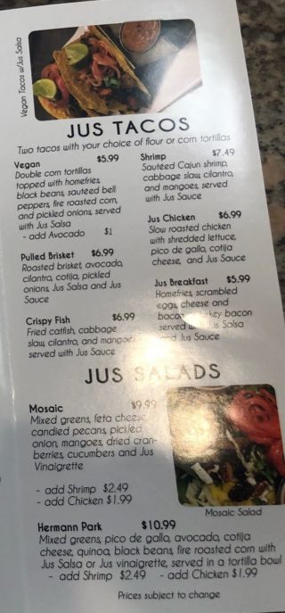 Jus Grill- Menu- Houston – Menutex