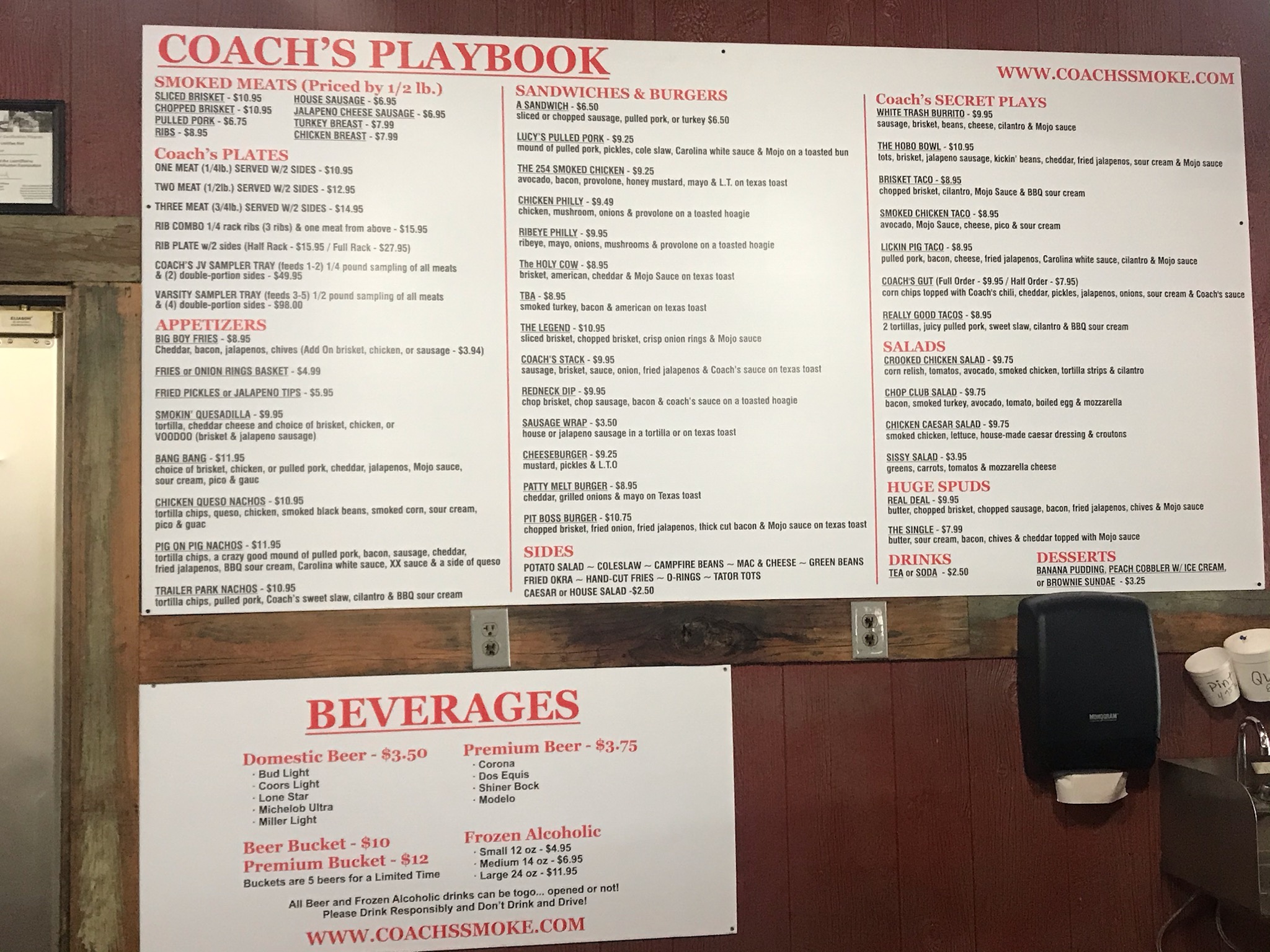 Coach s Bar B Que Menu McGregor Menutex