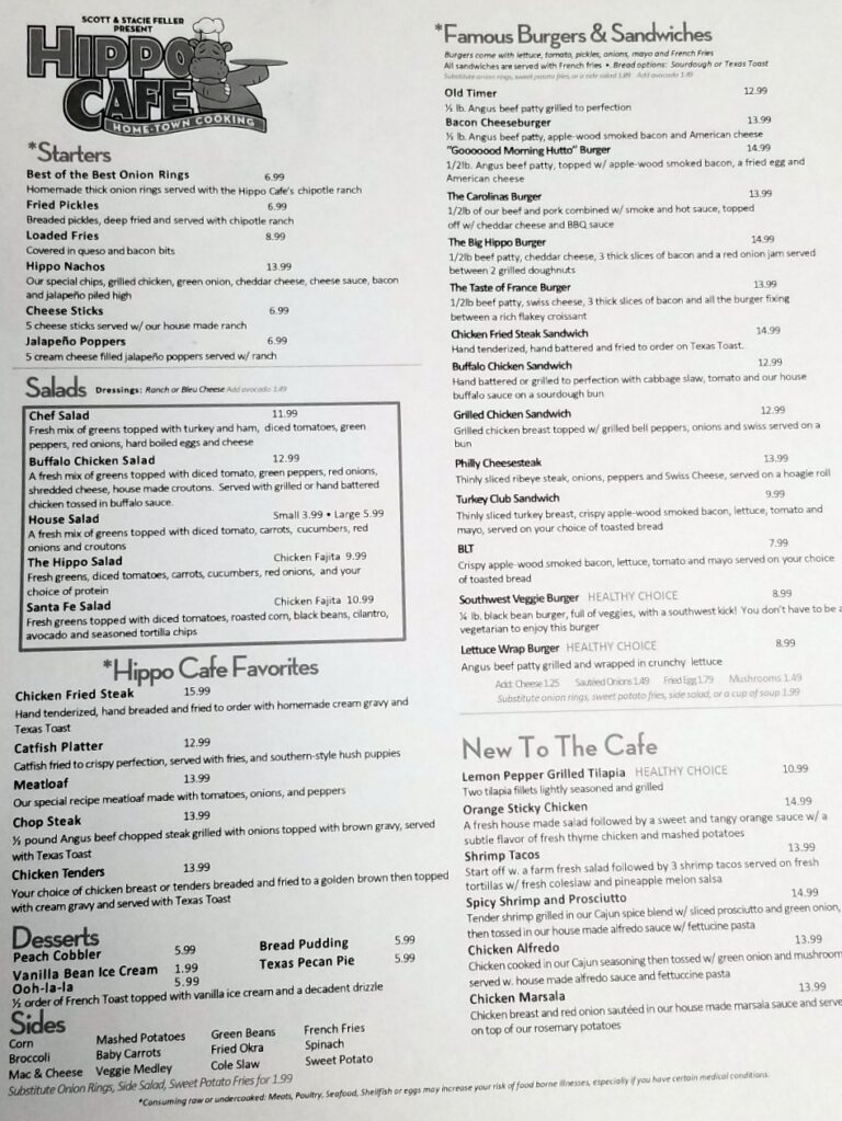 Hippo Café – Hutto – Menu – Menutex