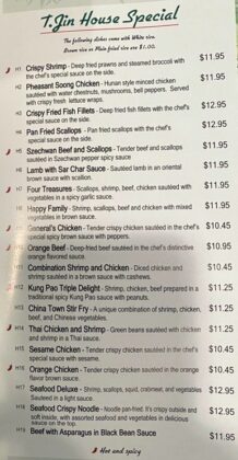 T Jin China Diner – Menu – Bryan – Menutex