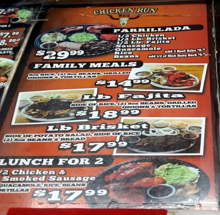 Chicken Run BBQ – Menu – Brownsville – Menutex